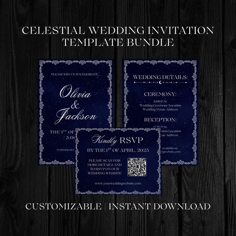 Celestial Wedding Invitation Suite | Moon Theme Wedding Invitation ...
