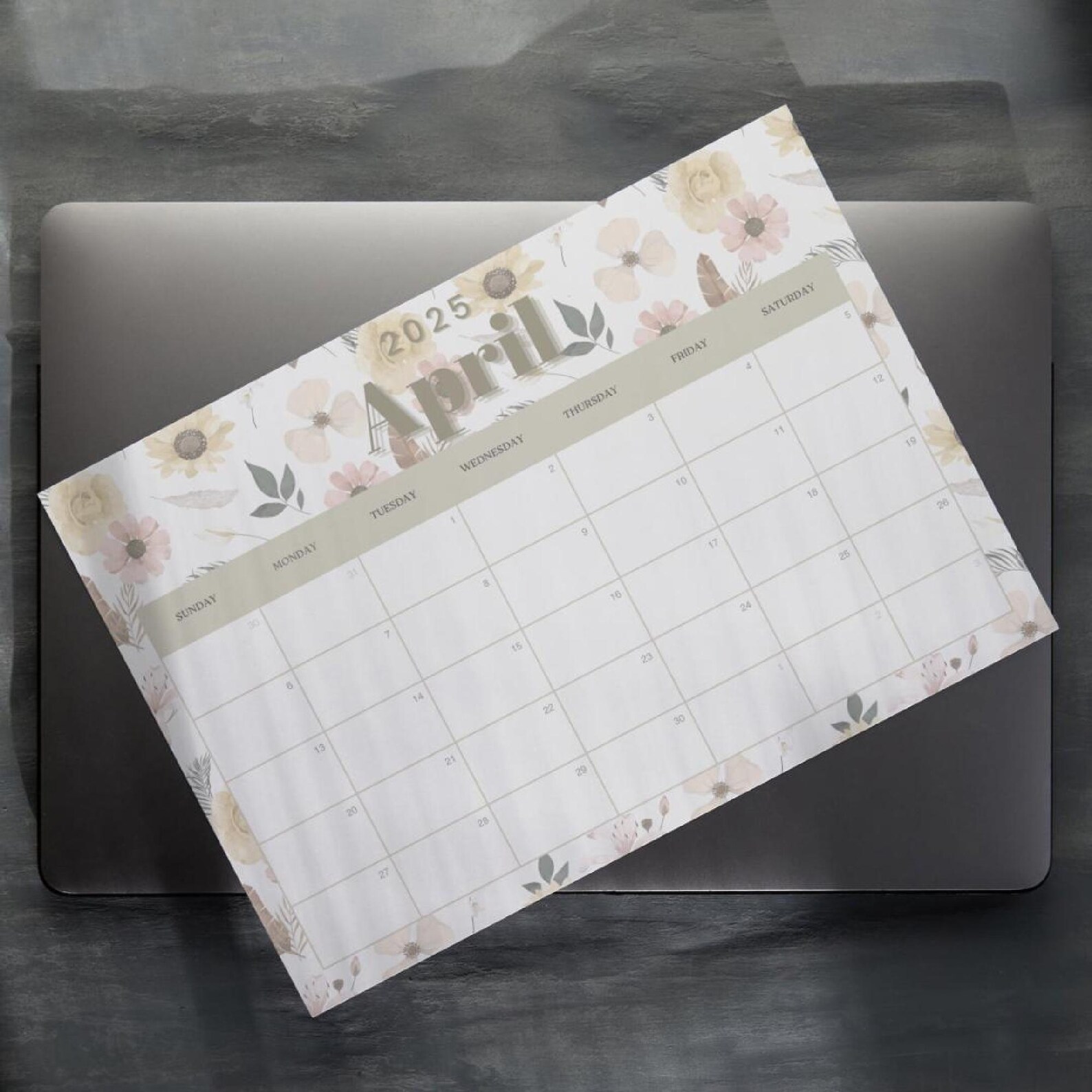 Floral April 2025 Calendar | Printable & Digital Planner for Optimal ...
