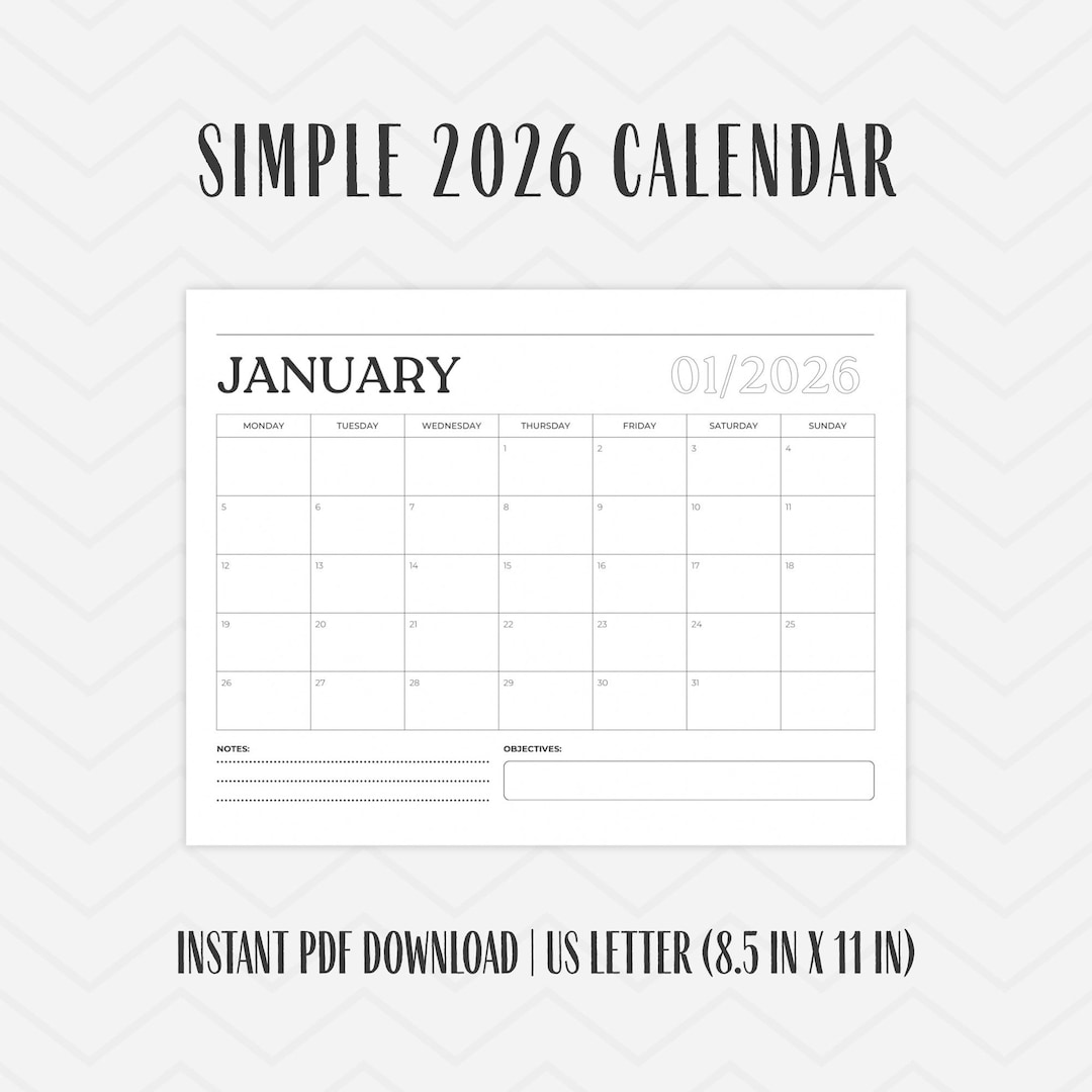 Simple 2026 Calendar | Printable & Digital Planner for Optimal ...
