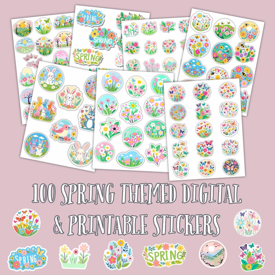Floral Spring Digital Stickers: Planner Clipart PNG/SVG (digital ...