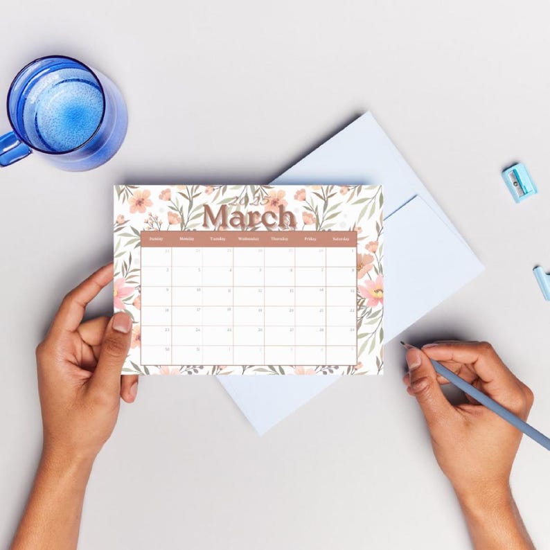 Floral March 2025 Calendar | Printable & Digital Planner for Optimal ...