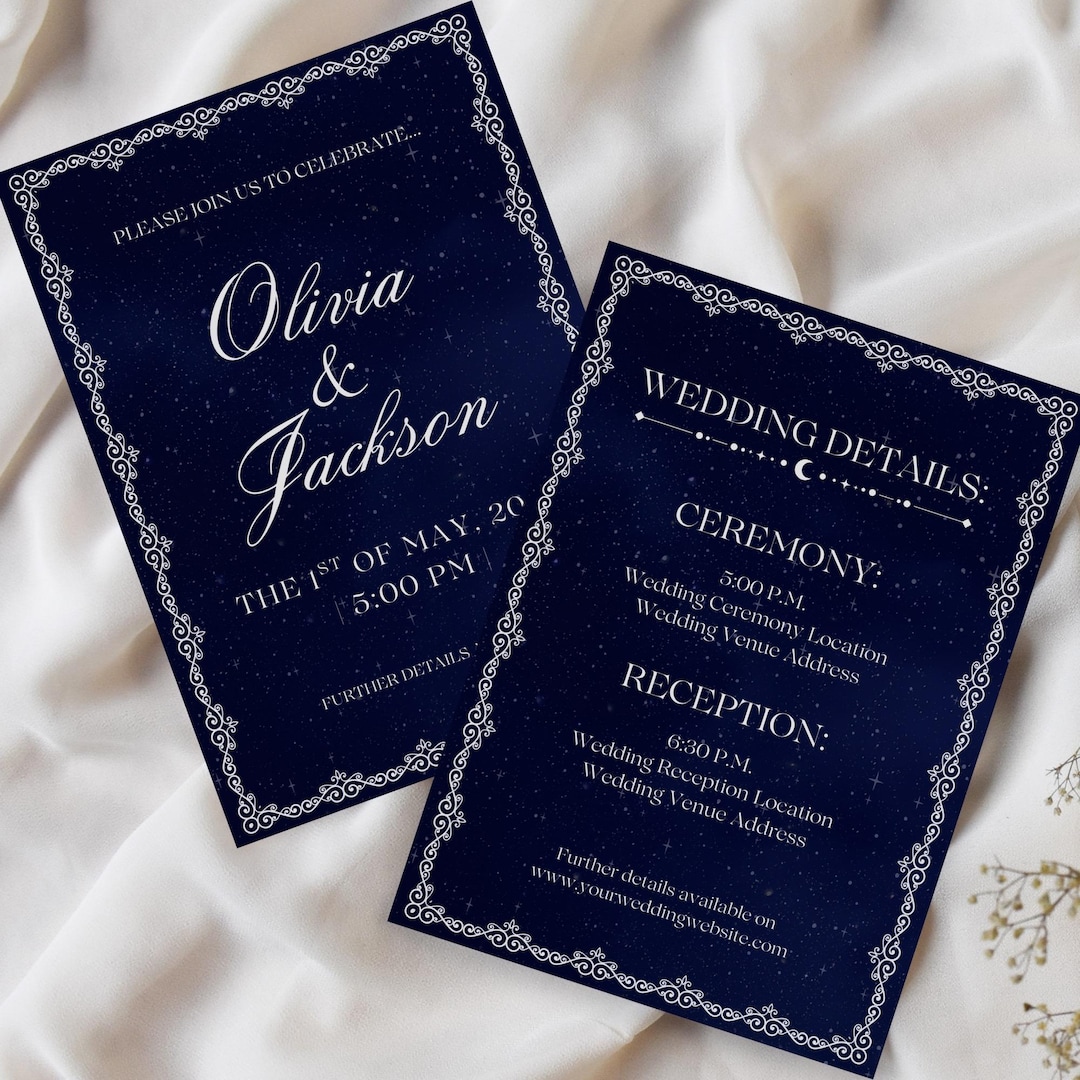 Celestial Wedding Invitation Suite | Moon Theme Wedding Invitation ...