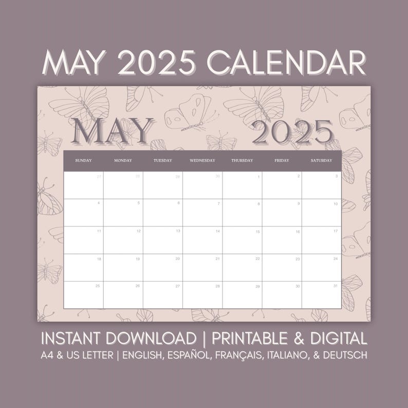Nature-inspired May 2025 Calendar | Printable & Digital Planner for ...