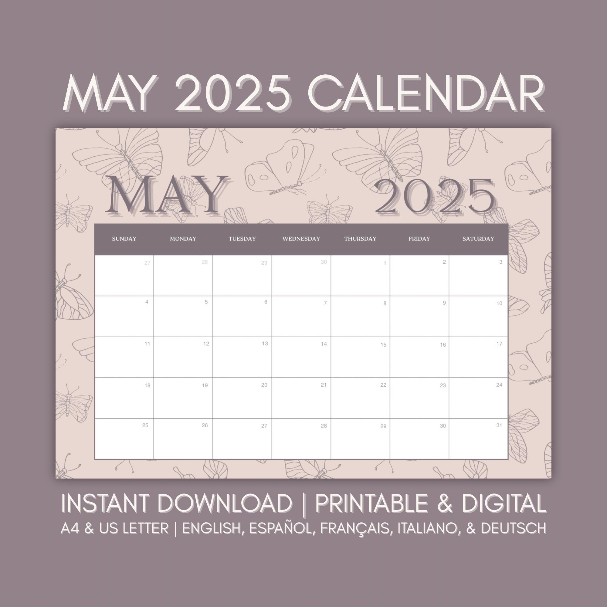 Nature-inspired May 2025 Calendar | Printable & Digital Planner for ...