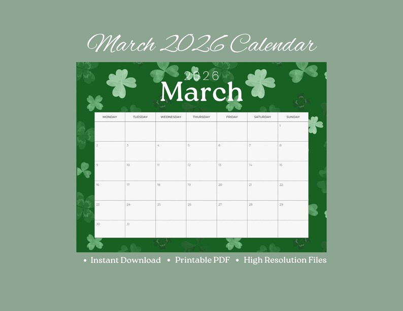 March 2026 Calendar | Printable & Digital Planner for Optimal ...