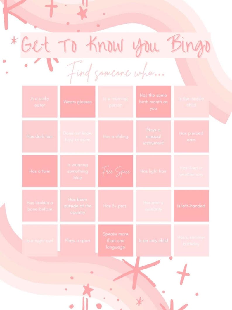 Get-to-know-you Bingo Game | Fun and Interactive Icebreaker for Parties ...