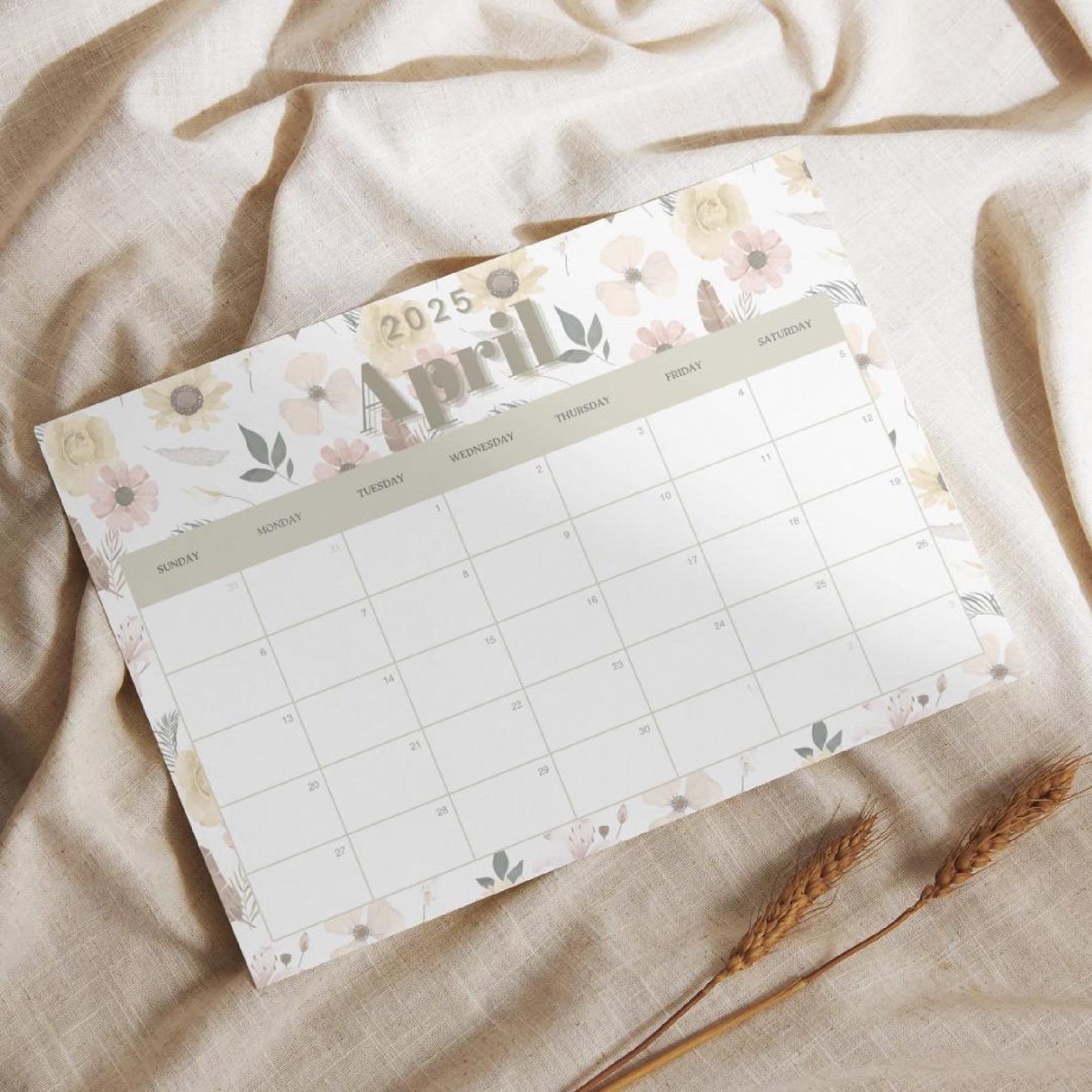 Floral April 2025 Calendar | Printable & Digital Planner for Optimal ...
