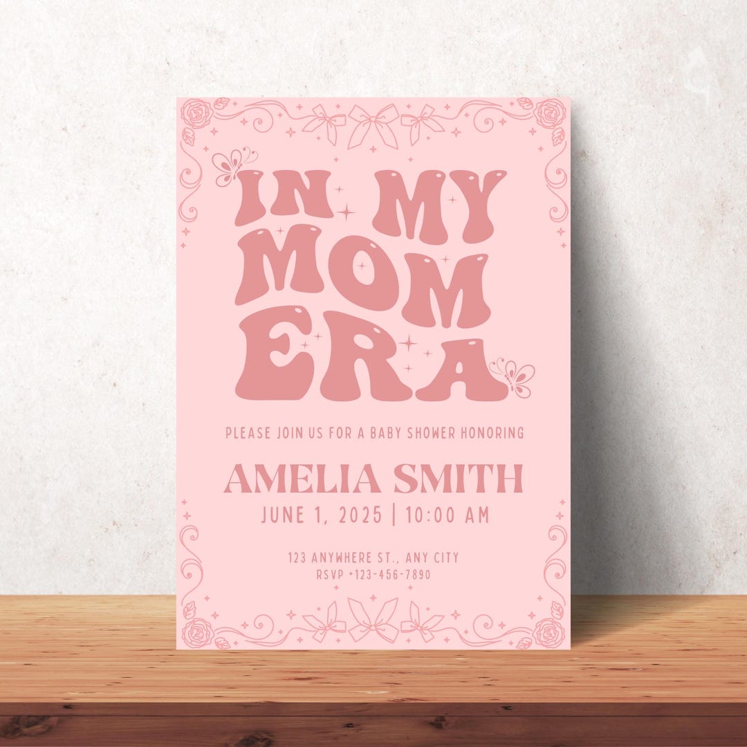 In My Mom Era Customizable Baby Shower Invitation: Gen Z Pink Template ...