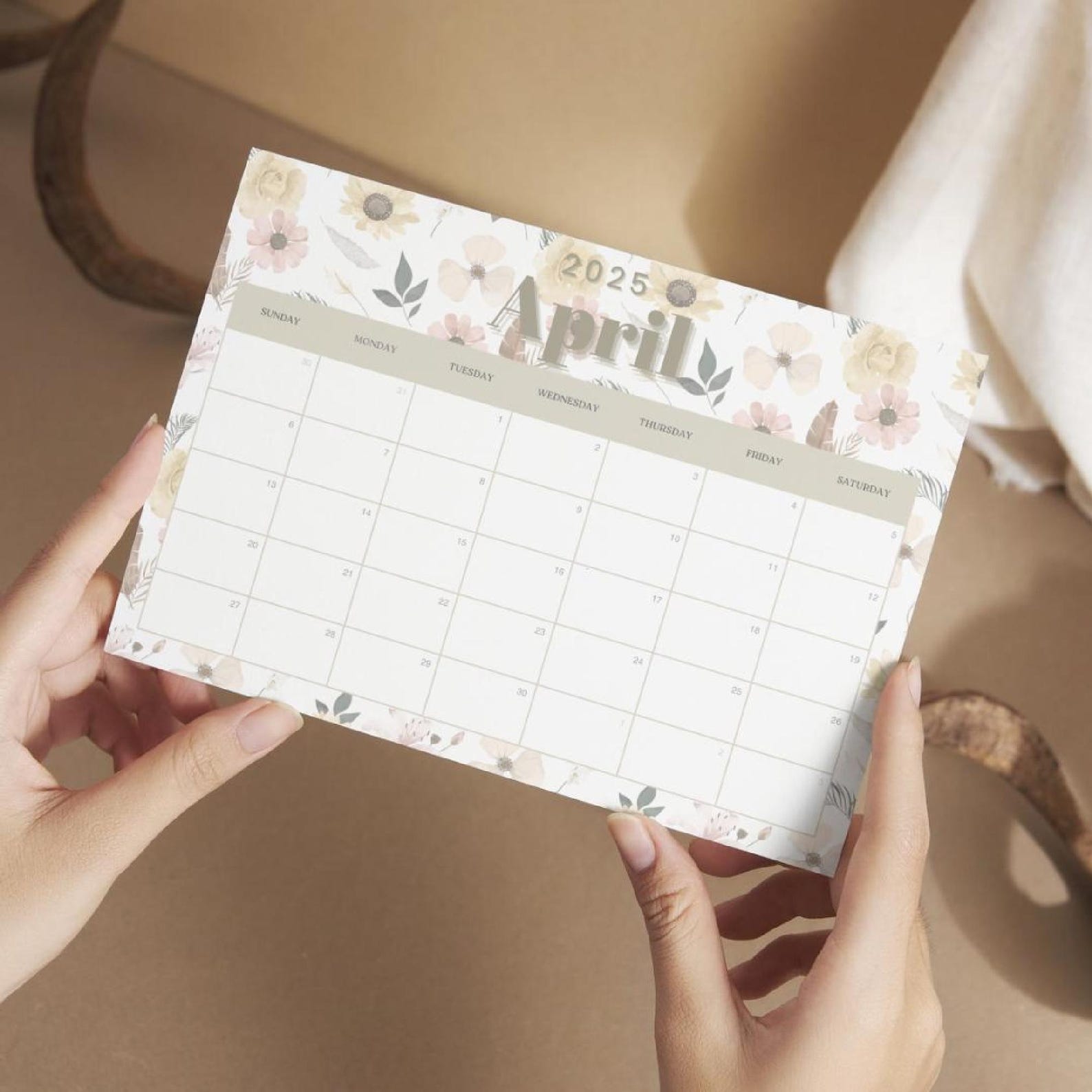 Floral April 2025 Calendar | Printable & Digital Planner for Optimal ...