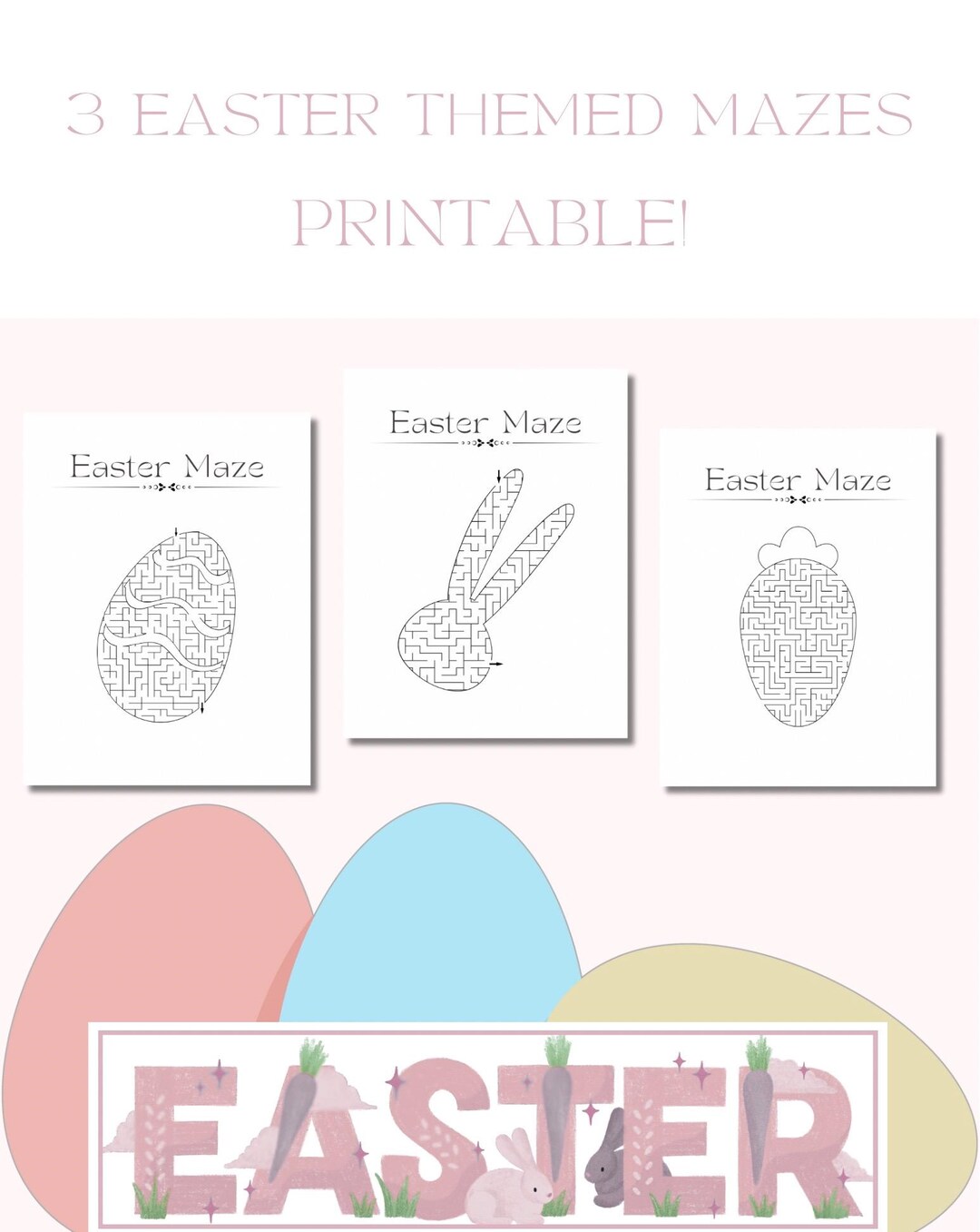 3 Fun Easter Mazes Bundle Printable Easter Activities - Etsy
