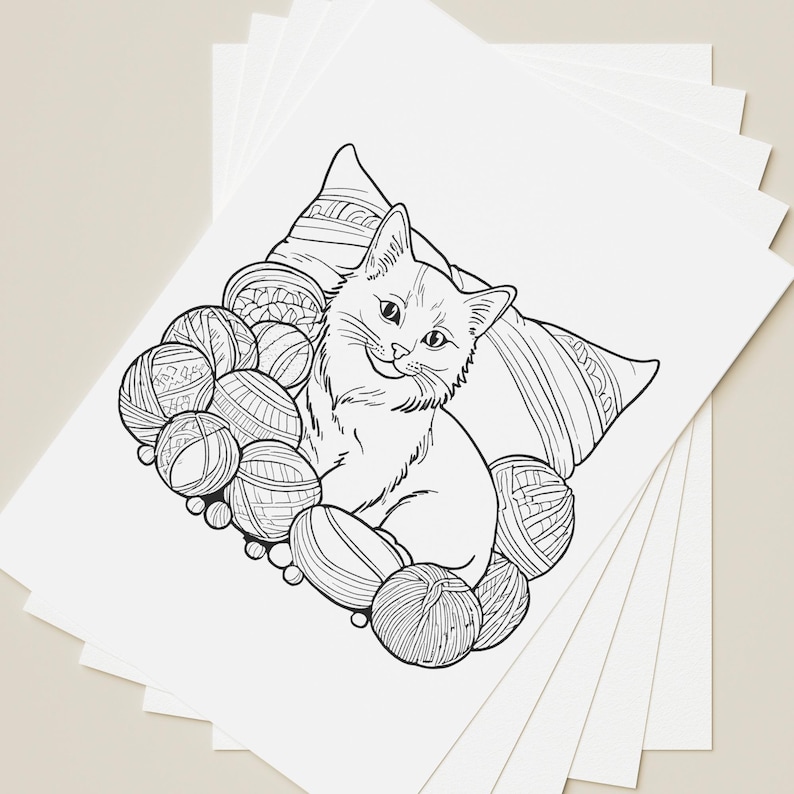 43 Cat Coloring Pages for Adults: Relaxing Kitten Designs (printable ...