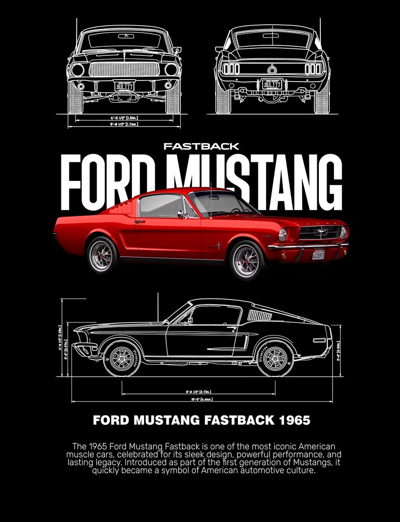 Ford Mustang Fastback PNG File | High-quality Digital Download for DTF ...
