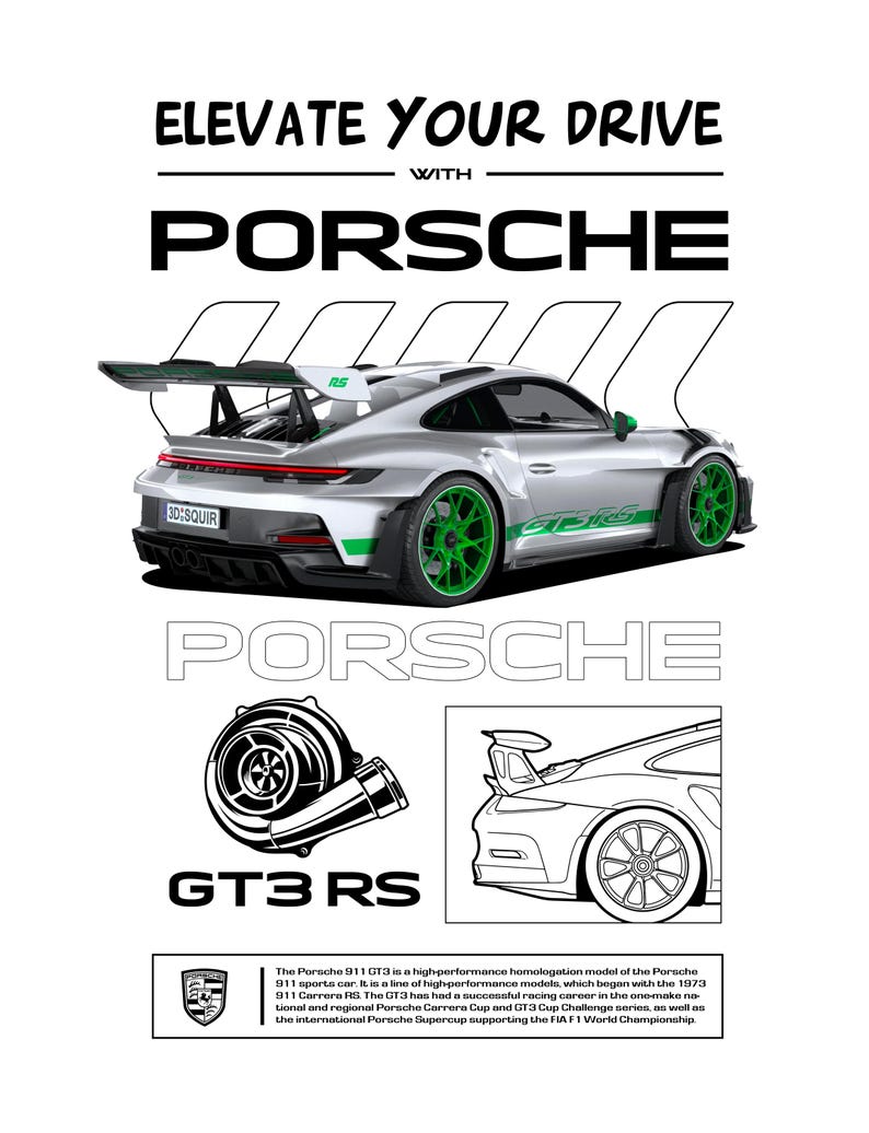 Porsche 911 PNG File | High-quality Digital Download for DTF Transfers ...