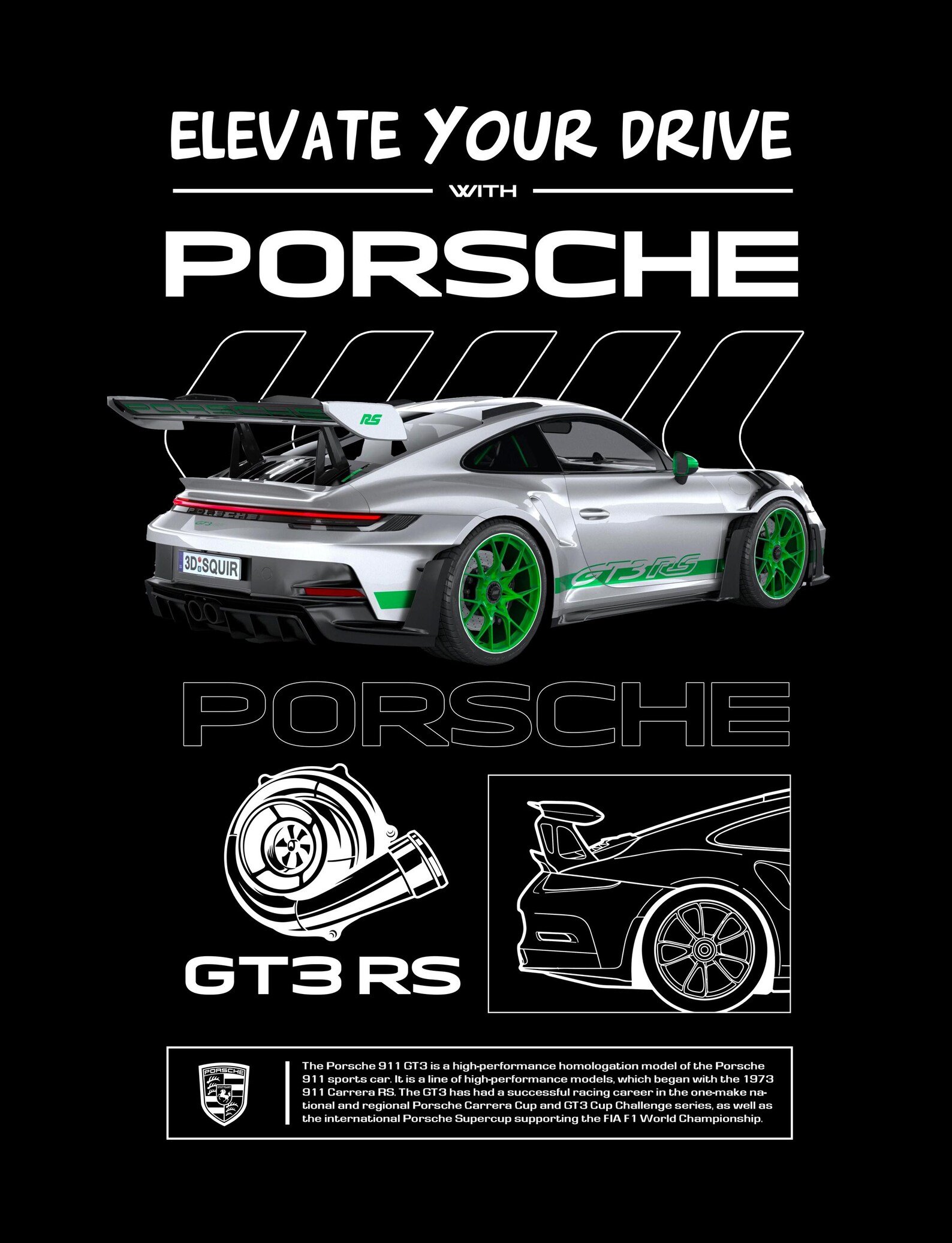 Porsche 911 PNG File | High-quality Digital Download for DTF Transfers ...