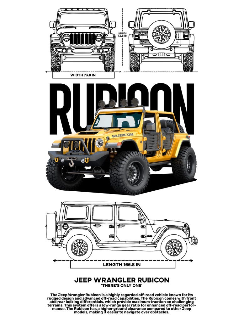 Jeep Rubicon PNG File | High-quality Digital Download for DTF Transfers ...