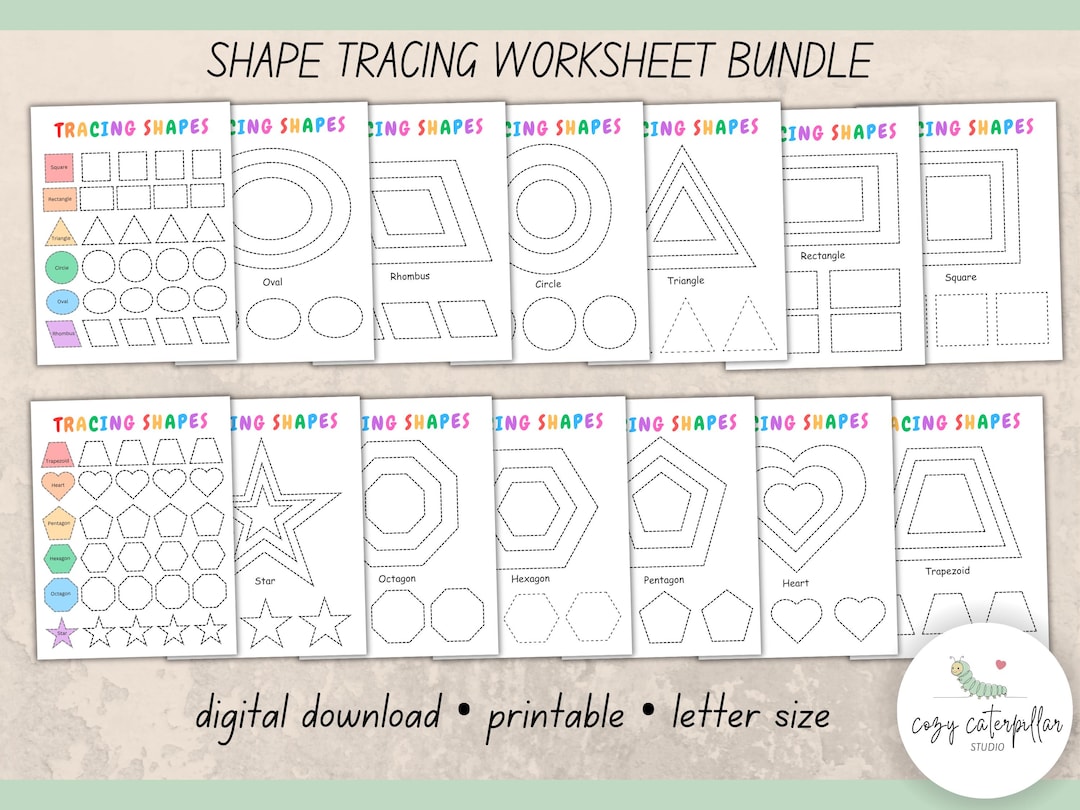 Basic Shape Tracing, Geometric Shapes Activity, Printable Toddler ...
