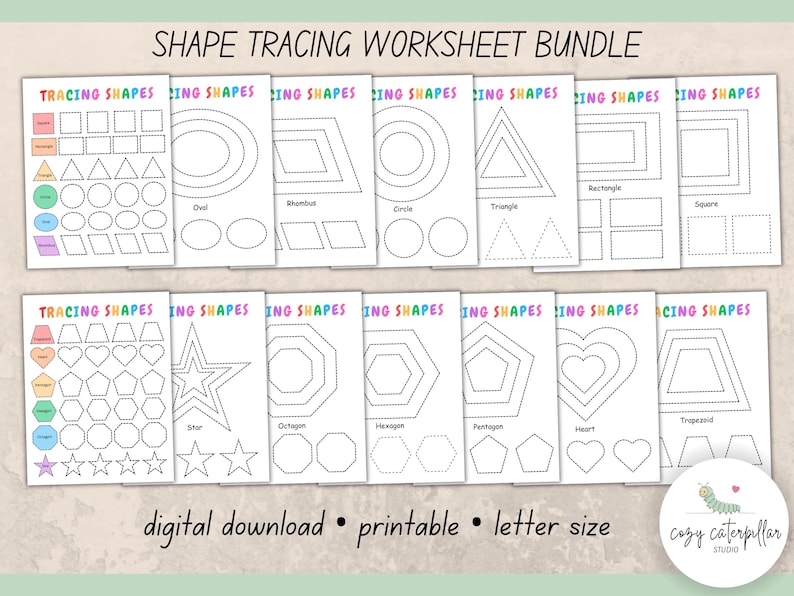 Basic Shape Tracing, Geometric Shapes Activity, Printable Toddler ...