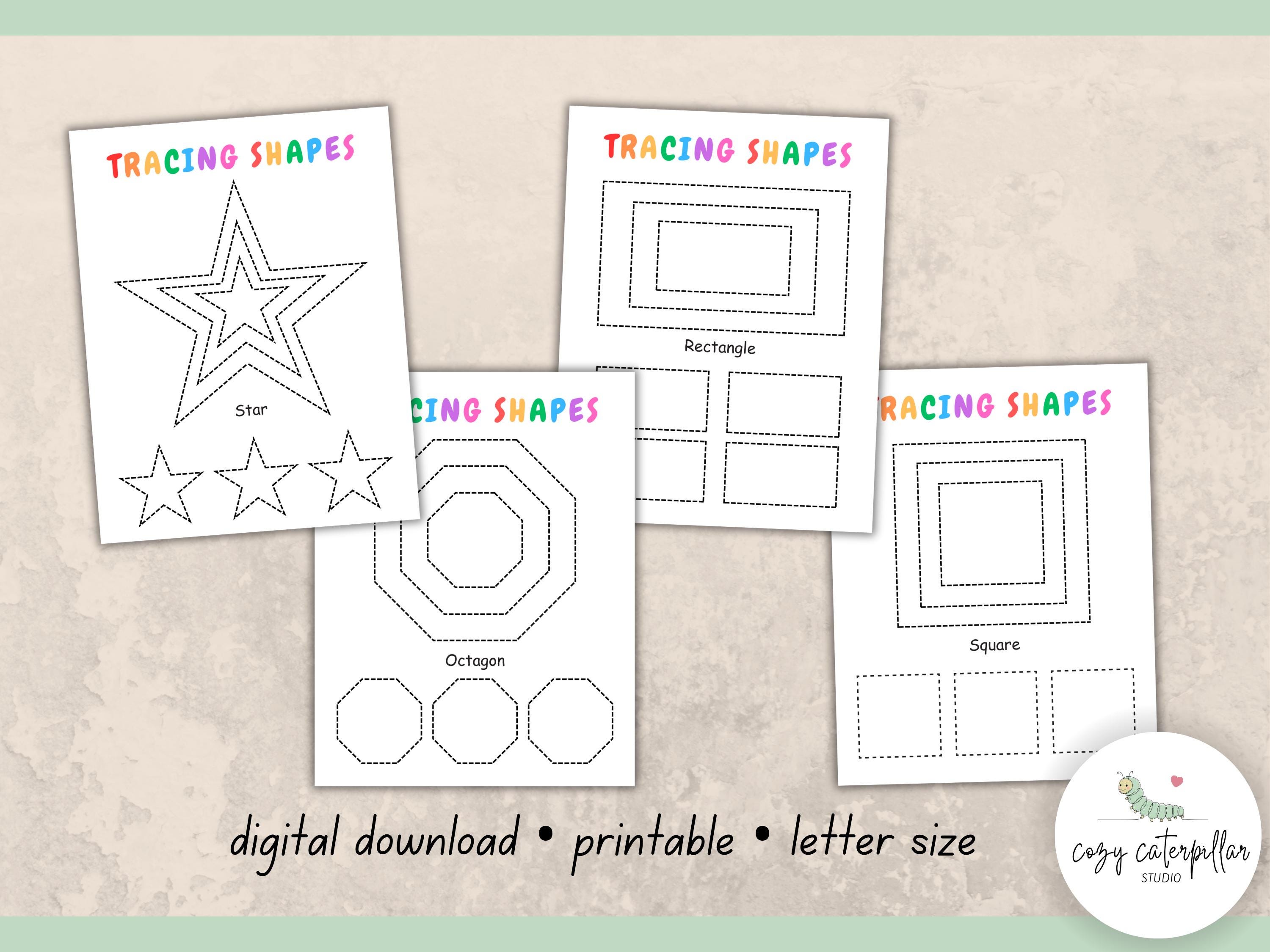 Basic Shape Tracing, Geometric Shapes Activity, Printable Toddler ...