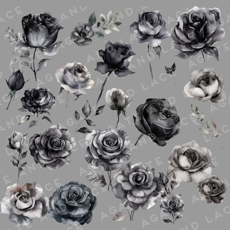 Black Roses Moody Digital Scrapbook Paper and Clip Art PNG Jpeg ...