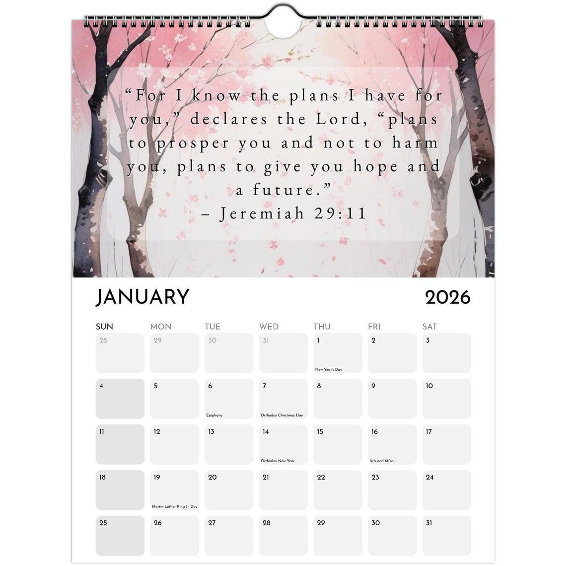 2026 Bible Verse Wall Calendar, Inspirational Christian Scripture Art ...