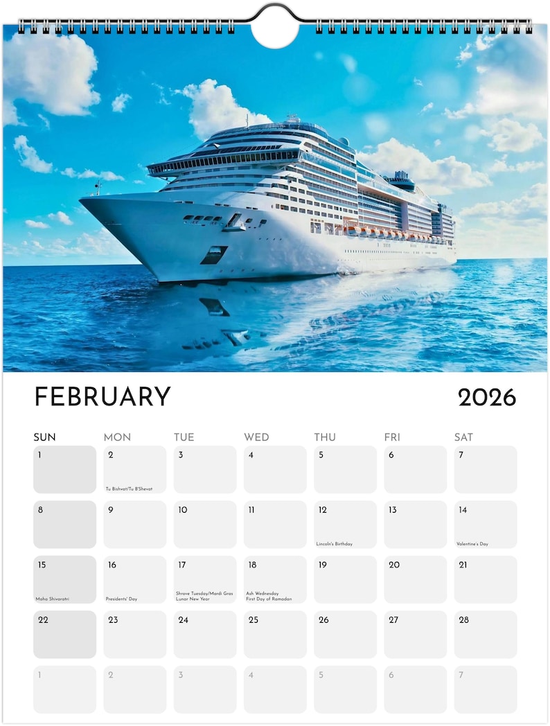 2026 Cruise Ship Calendar: Ocean Travel Planner, Nautical Wall Art, 12 ...