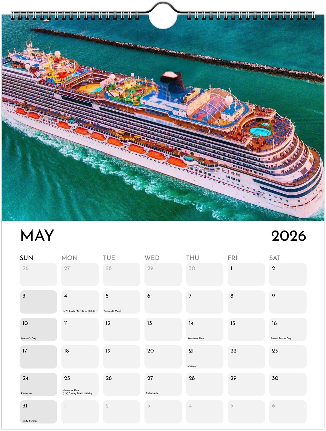 2026 Cruise Ship Calendar: Ocean Travel Planner, Nautical Wall Art, 12 ...