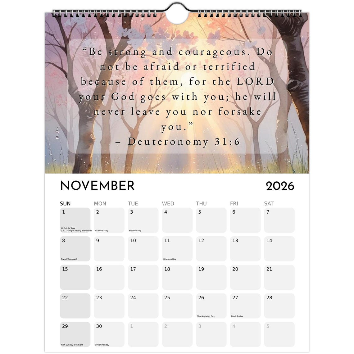 2026 Bible Verse Wall Calendar, Inspirational Christian Scripture Art ...