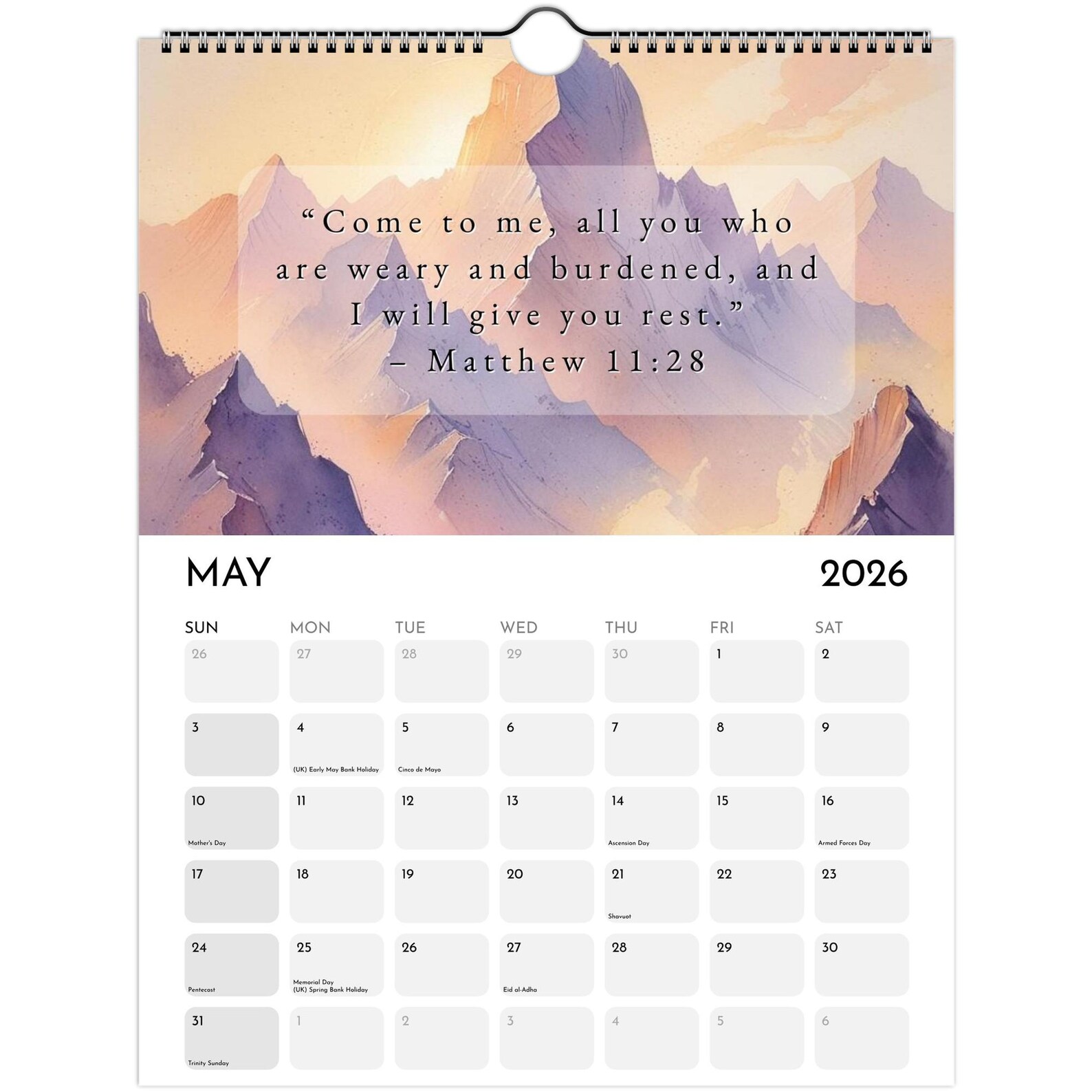 2026 Bible Verse Wall Calendar, Inspirational Christian Scripture Art ...