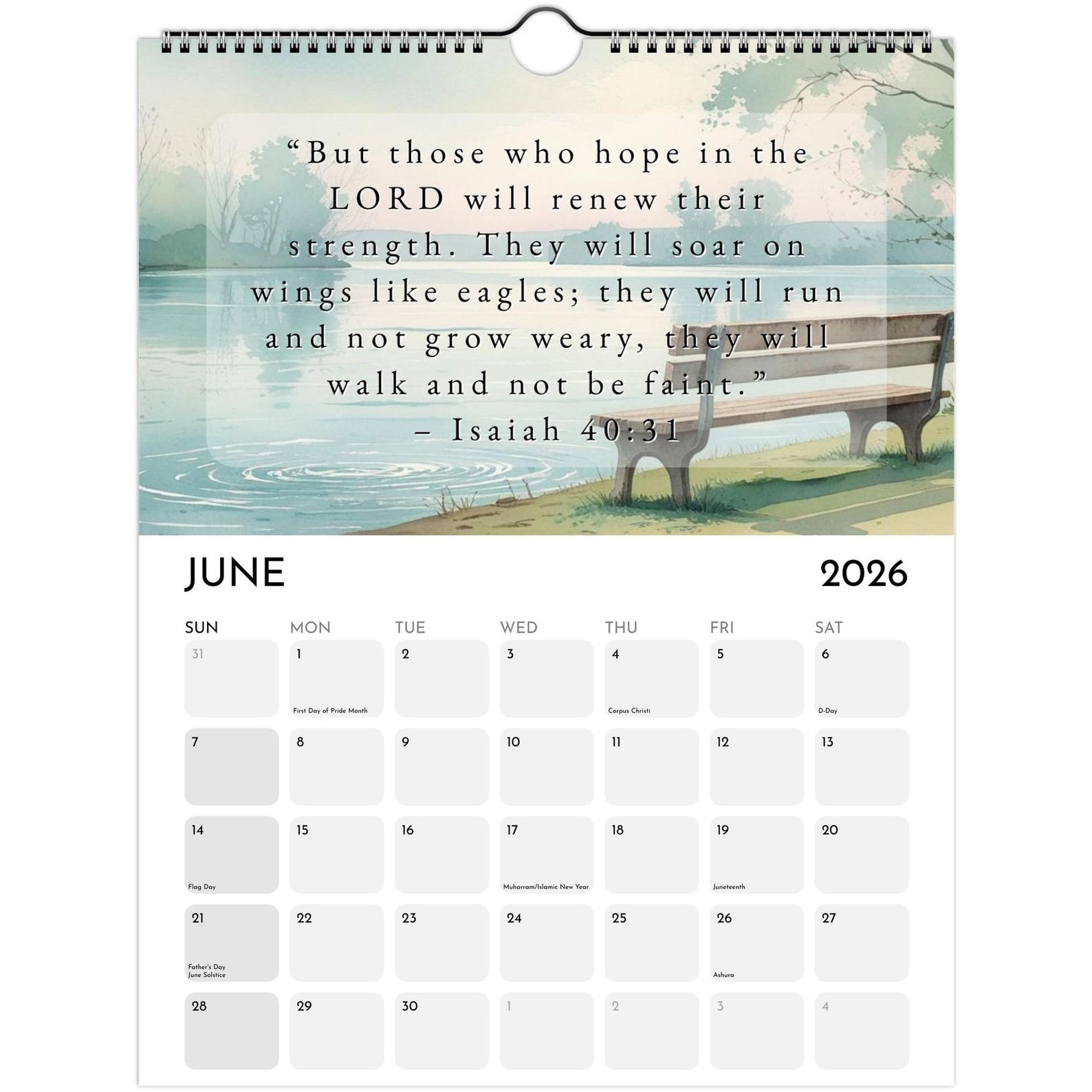2026 Bible Verse Wall Calendar, Inspirational Christian Scripture Art ...