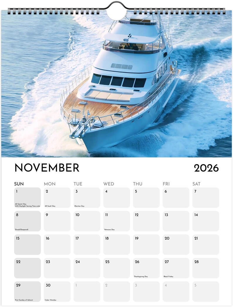2026 Yacht Wall Calendar: Nautical Theme Monthly Planner - Etsy