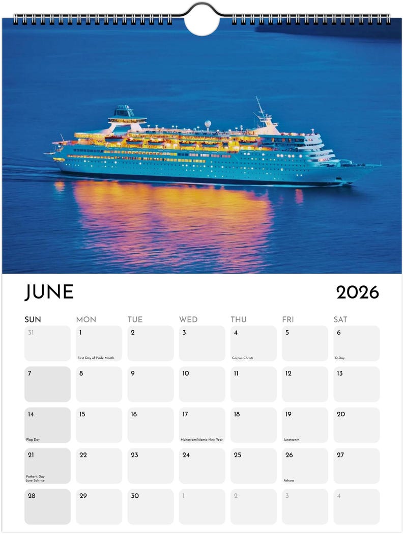 2026 Cruise Ship Calendar: Ocean Travel Planner, Nautical Wall Art, 12 ...