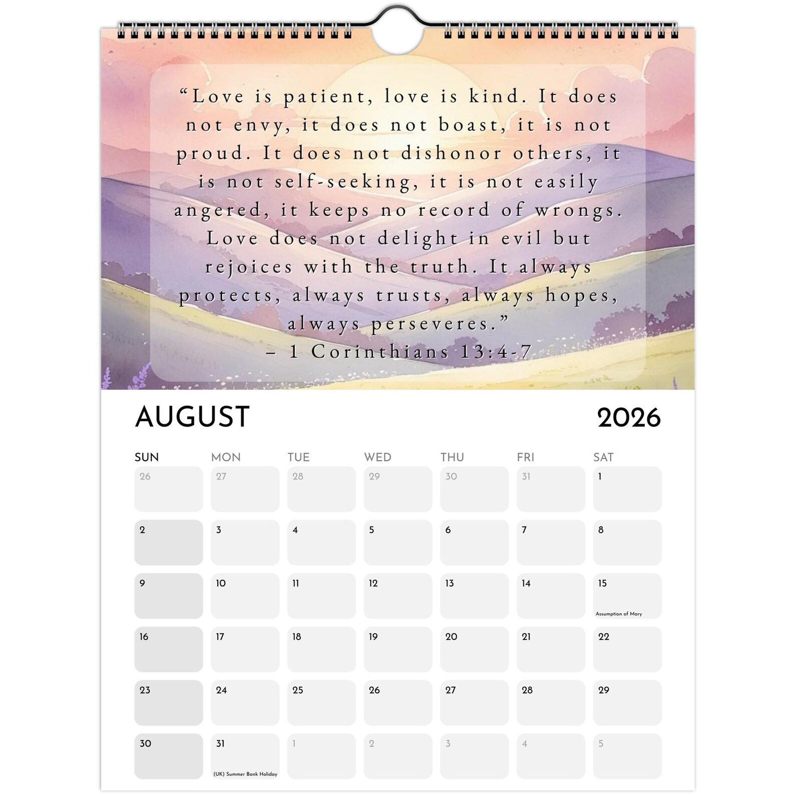 2026 Bible Verse Wall Calendar, Inspirational Christian Scripture Art ...