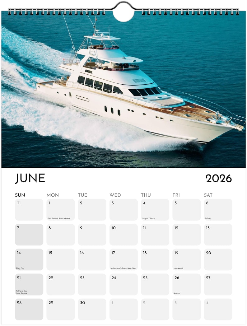 2026 Yacht Wall Calendar: Nautical Theme Monthly Planner - Etsy