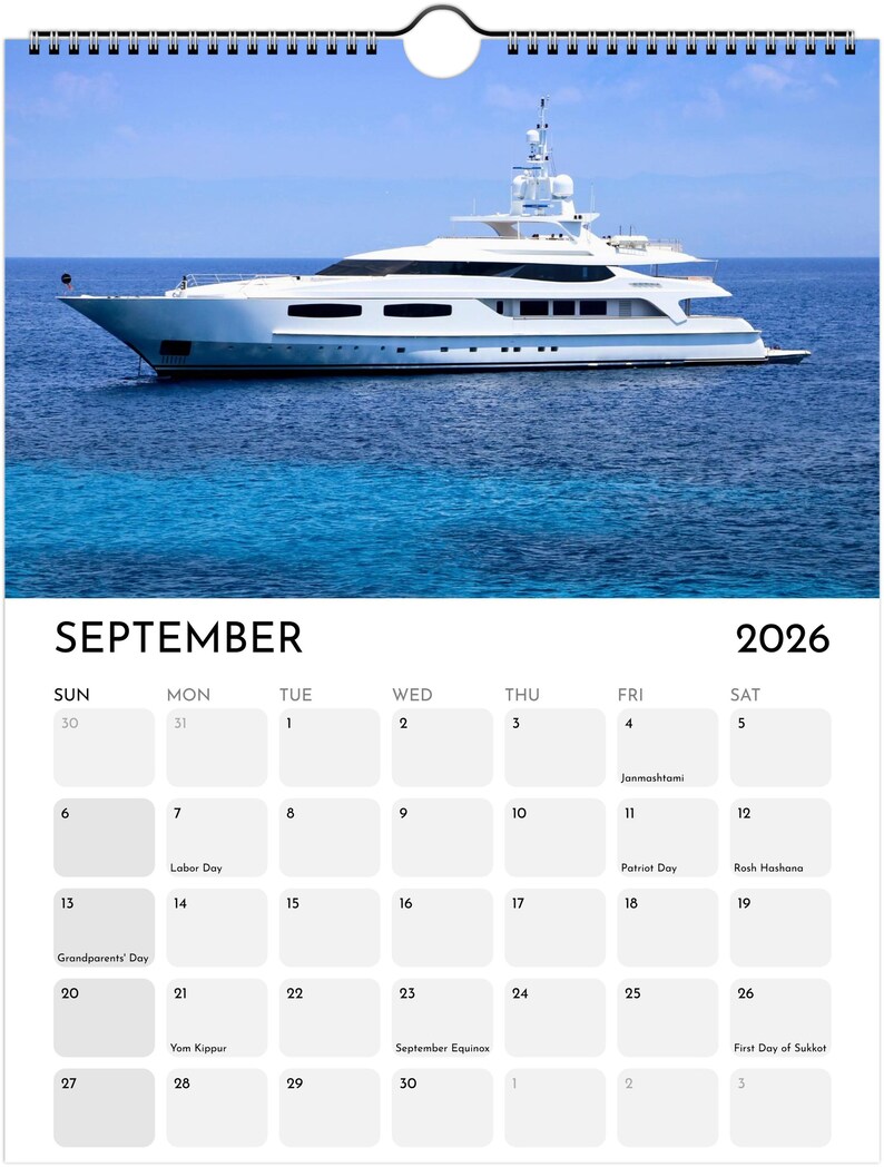 2026 Yacht Wall Calendar: Nautical Theme Monthly Planner - Etsy
