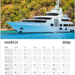2026 Yacht Wall Calendar: Nautical Theme Monthly Planner - Etsy