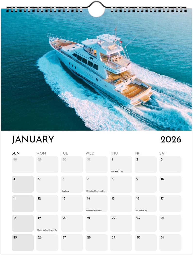 2026 Yacht Wall Calendar: Nautical Theme Monthly Planner - Etsy