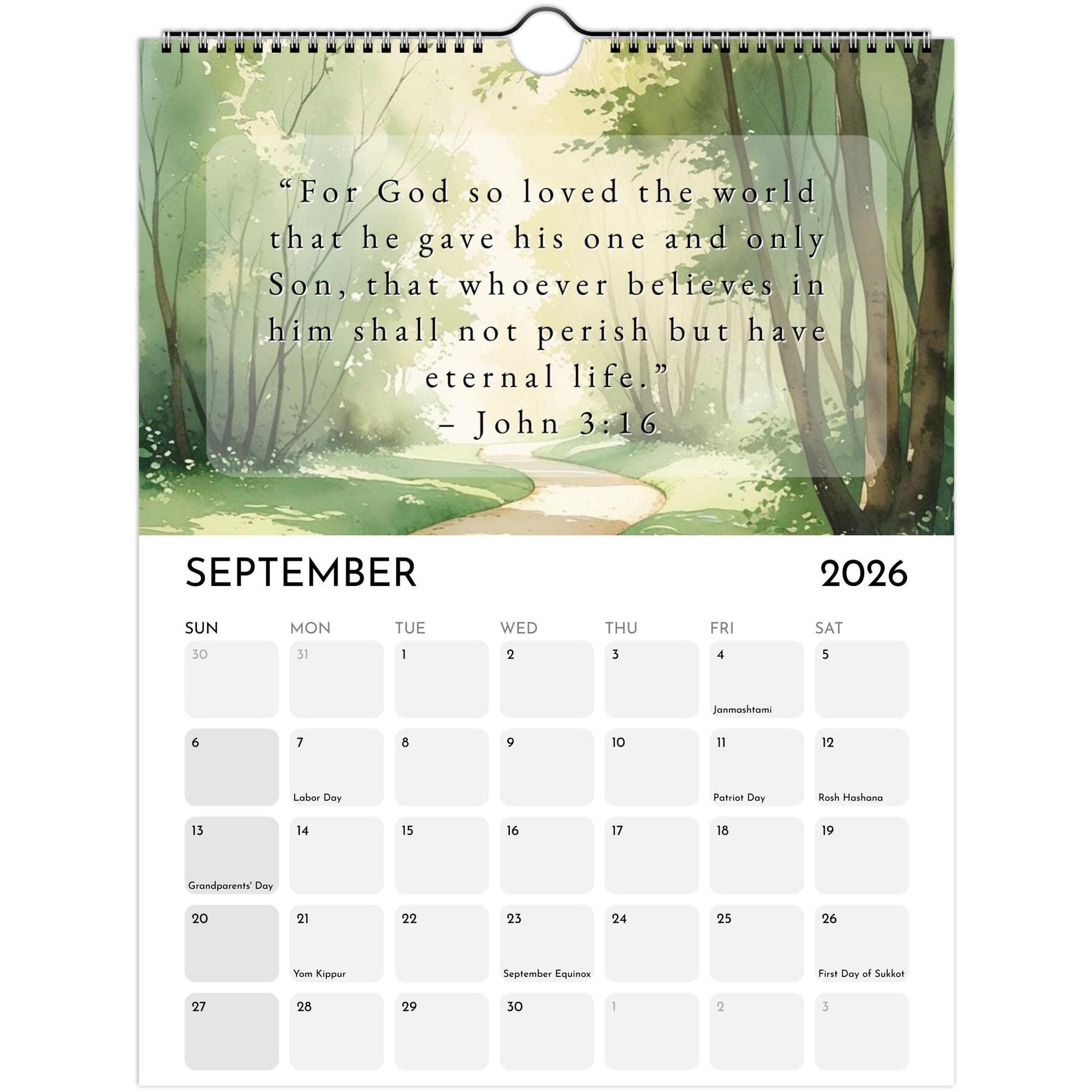 2026 Bible Verse Wall Calendar, Inspirational Christian Scripture Art ...