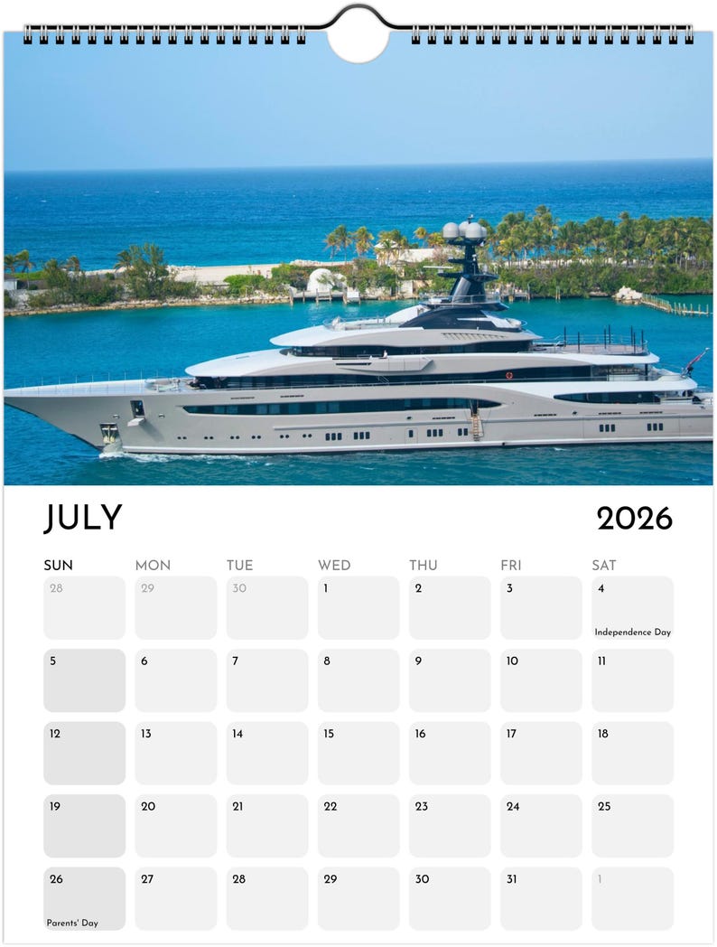 2026 Yacht Wall Calendar: Nautical Theme Monthly Planner - Etsy