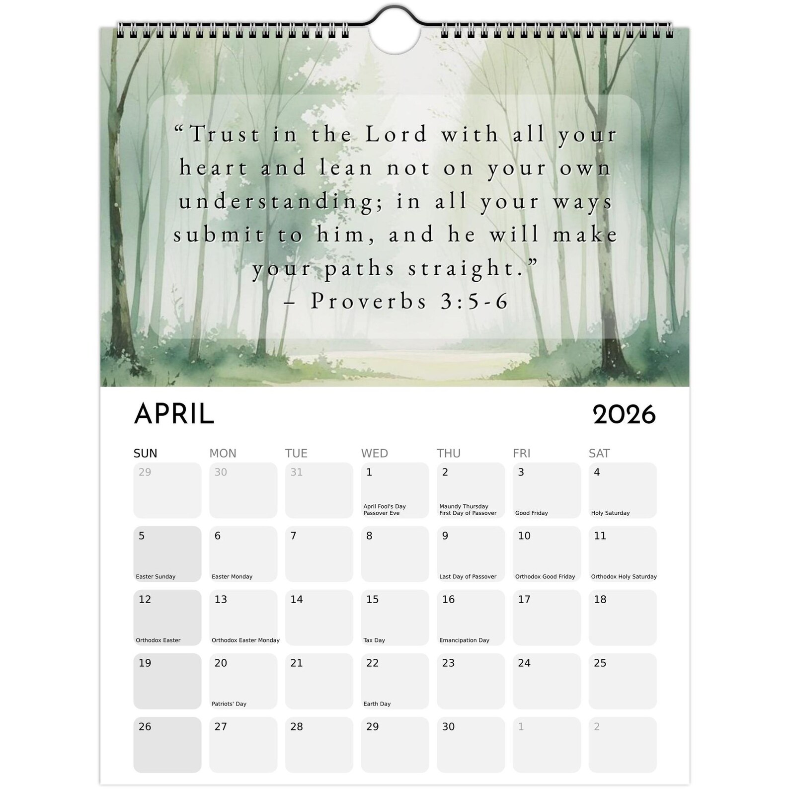 2026 Bible Verse Wall Calendar, Inspirational Christian Scripture Art ...