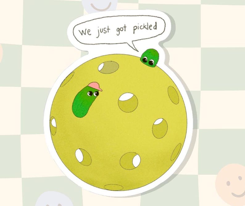 Funny Pickleball Pickle Sticker Gift, Fun Pickleball Gift, Cute ...