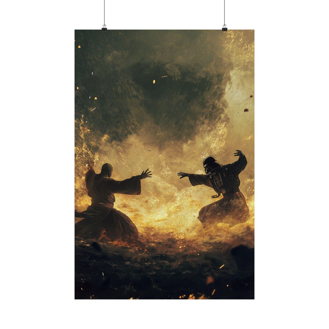 Vertical Poster, Darth Vader Versus Buddha Good Versus Evil Matte Print ...