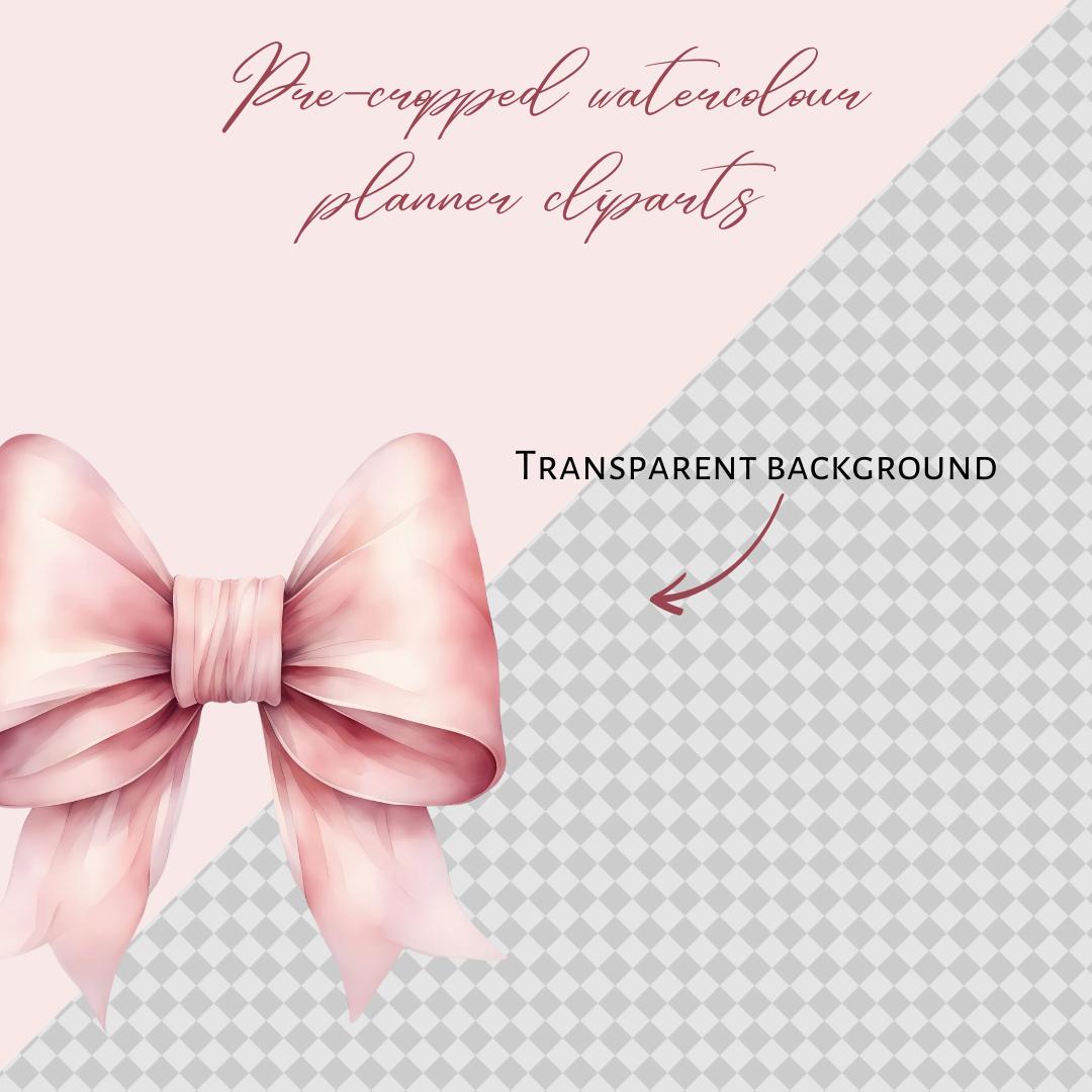 Pink Bows Clipart: Coquette Watercolor Ribbon PNG (digital Download) - Etsy