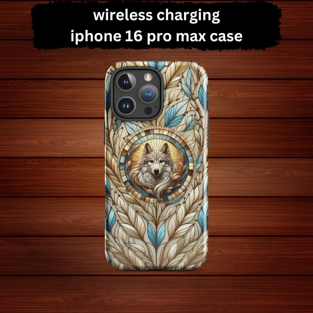White Wolf iPhone Case With Sacred Art Look, Leaf Pattern Phone Cover ...