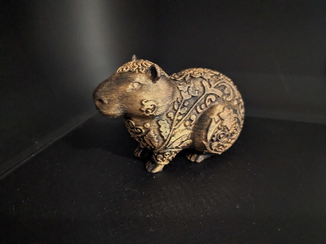 3D Printed Ornamental Capybara – Mini Figurine in Antique Gold With ...