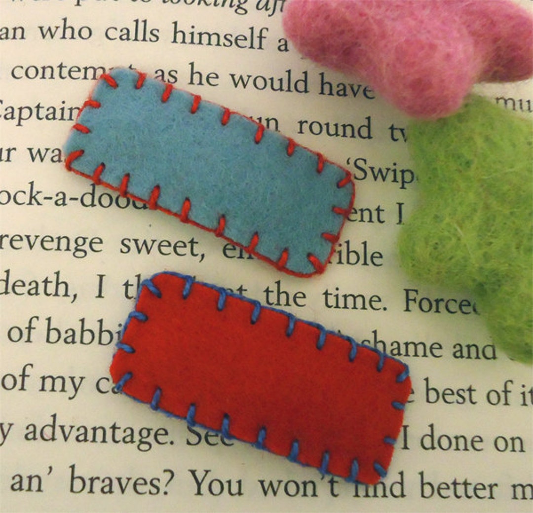 Felt Hair Clip -no Slip -wool Felt -set of 2 Plain -red / Aqua - Etsy