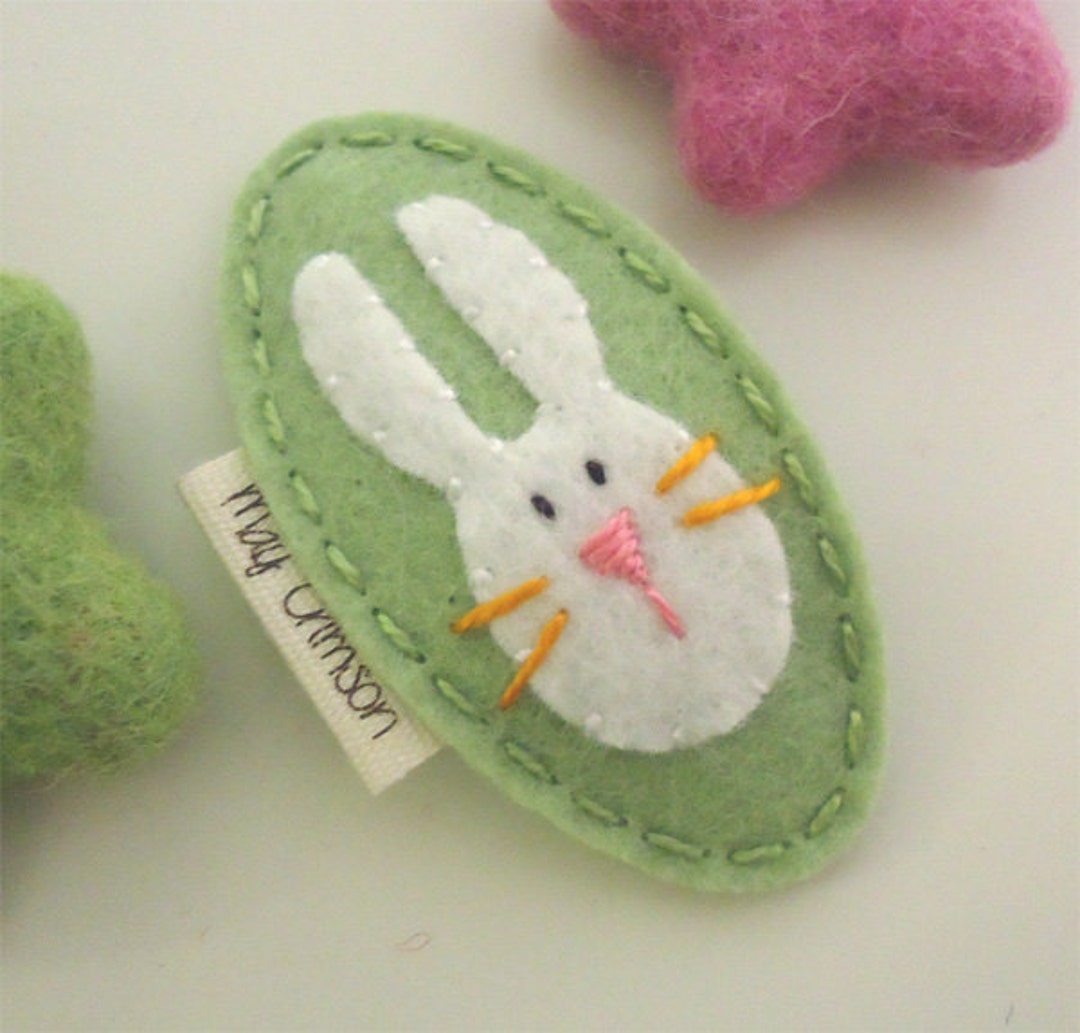 Felt Hair Clip -no Slip -wool Felt -rosie the Rabbit -spring - Etsy