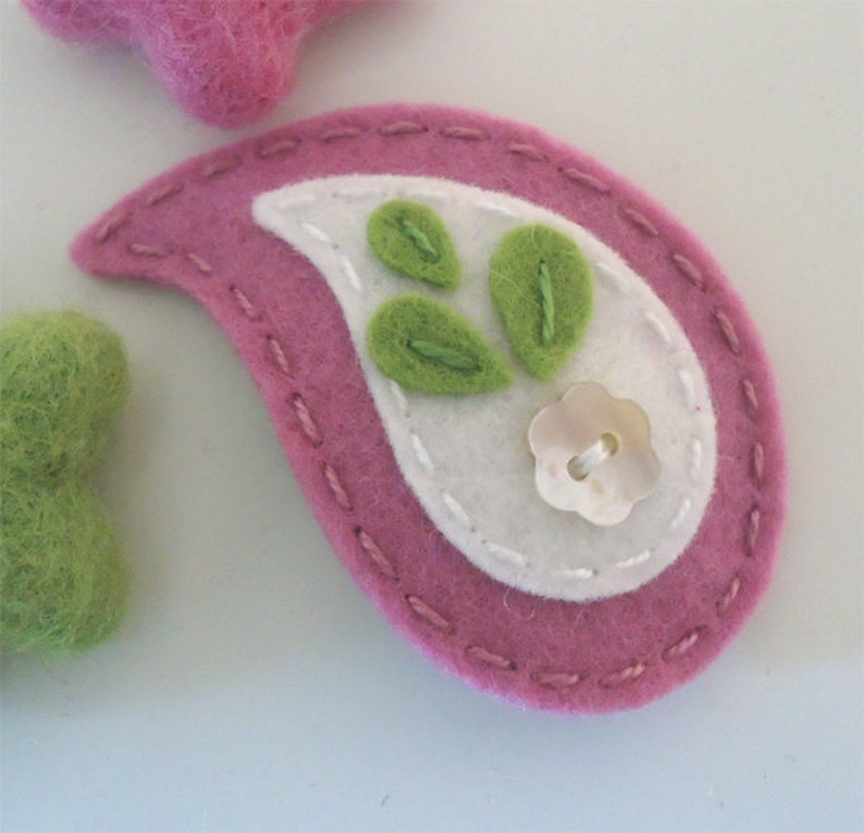 Felt Hair Clip no Slip wool Felt paisley old Pink | Etsy