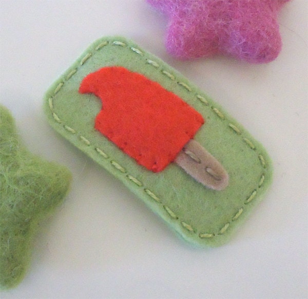 Felt hair clip No slip Wool felt New cherry ice lolly | Etsy