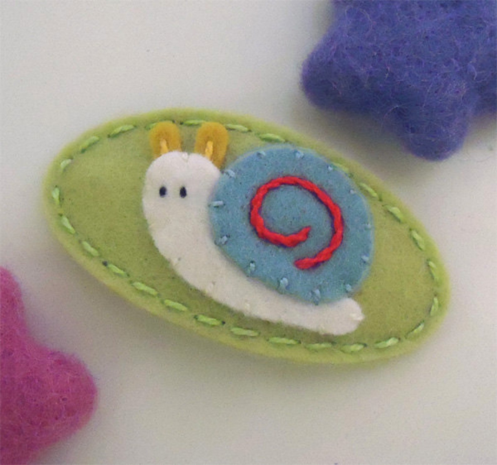 Felt Hair Clip no Slip wool Felt sam the Snail pear - Etsy