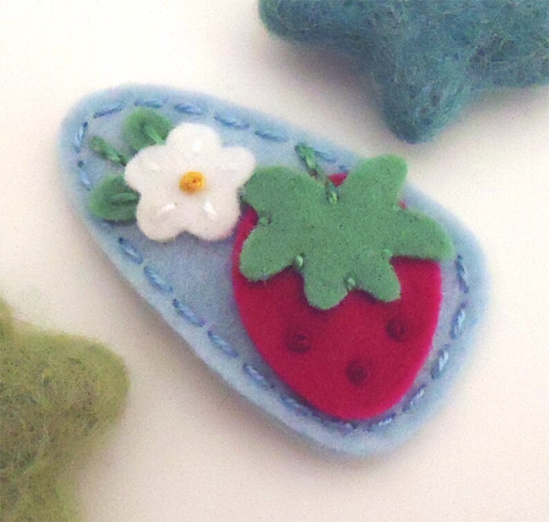 Felt Hair Clip no Slip wool Felt strawberry Flower pale - Etsy